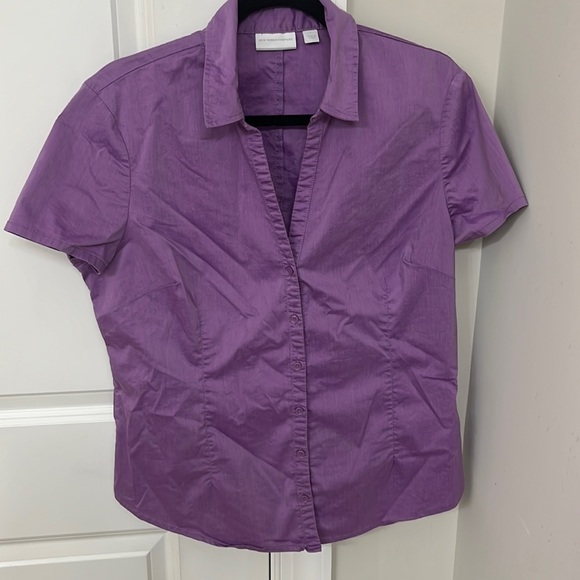 New York & Company | Tops | Purple Button Up Top With Pop Collar If You Likein Gently Ed ...